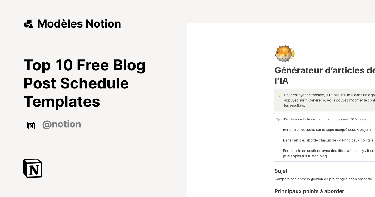 Top 10 Free Blog Post Schedule Templates | Marketplace Notion de modèles
