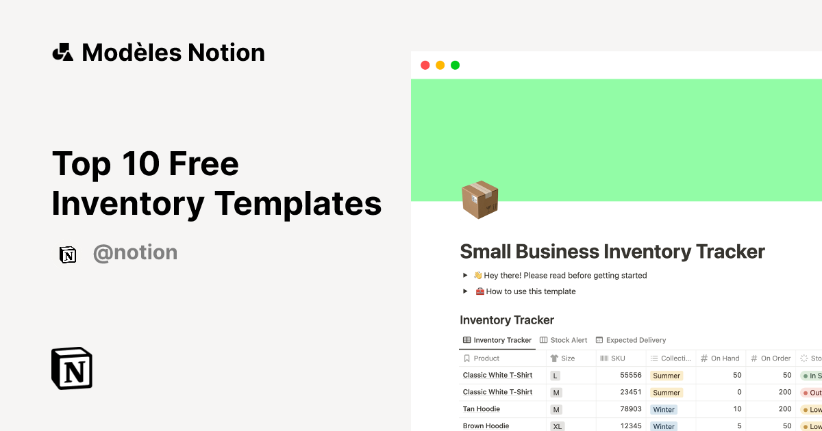 Top 10 Free Inventory Templates | Marketplace Notion de modèles