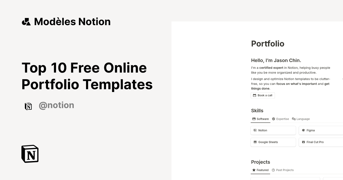 Top 10 Free Online Portfolio Templates | Marketplace Notion de modèles