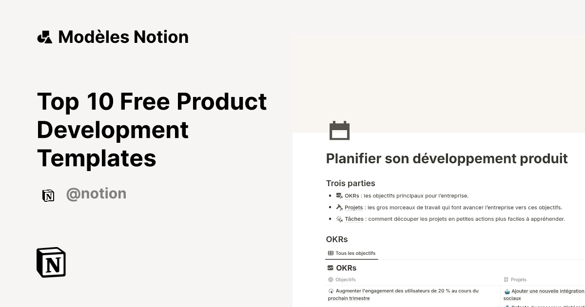 Top 10 Free Product Development Templates | Marketplace Notion de modèles