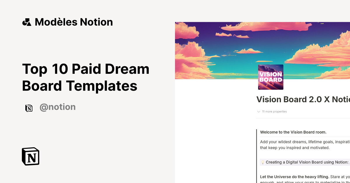 Top 10 Paid Dream Board Templates | Marketplace Notion de modèles