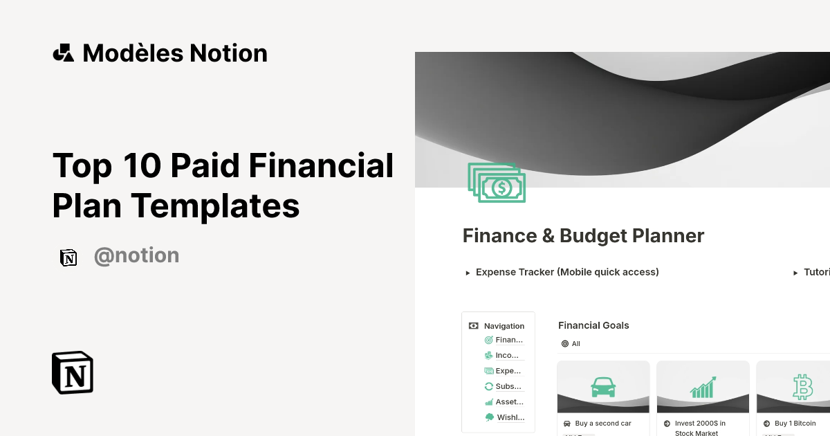 Top 10 Paid Financial Plan Templates | Marketplace Notion de modèles