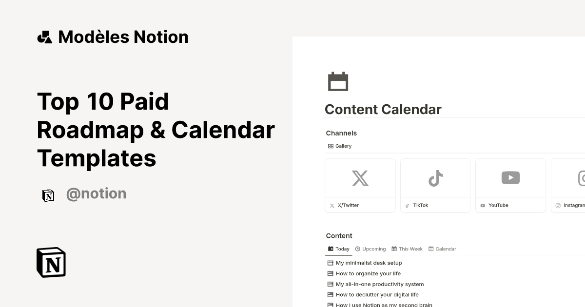 Top 10 Paid Roadmap & Calendar Templates | Marketplace Notion de modèles