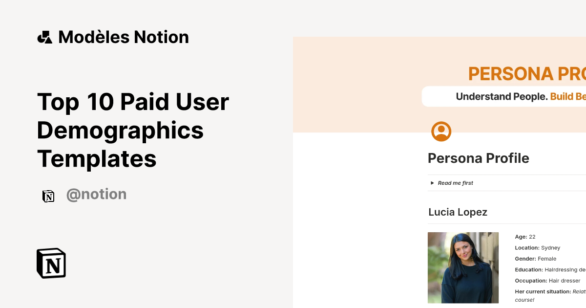 Top 10 Paid User Demographics Templates | Marketplace Notion de modèles