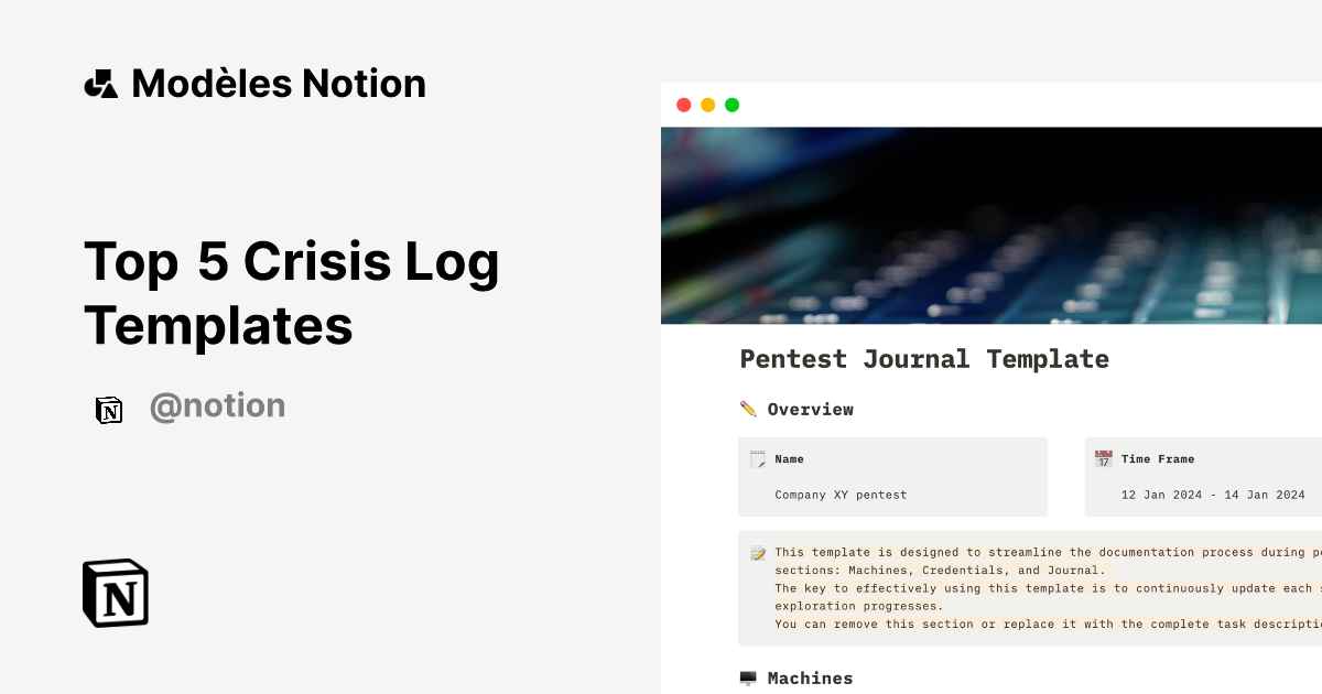 Top 5 Crisis Log Templates | Marketplace Notion de modèles