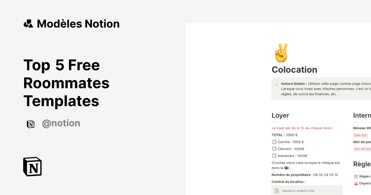Top 5 Free Roommates Templates | Marketplace Notion de modèles