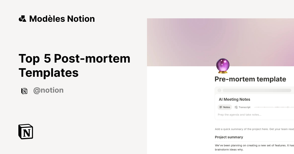 Top 5 Post-mortem Templates | Marketplace Notion de modèles