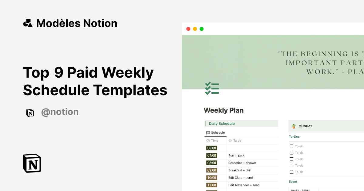 Top 9 Paid Weekly Schedule Templates | Marketplace Notion de modèles