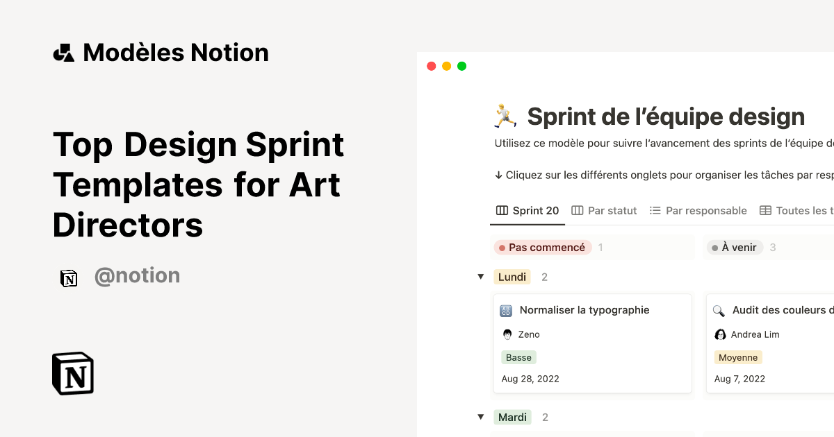 Top Design Sprint Templates for Art Directors | Marketplace Notion de ...