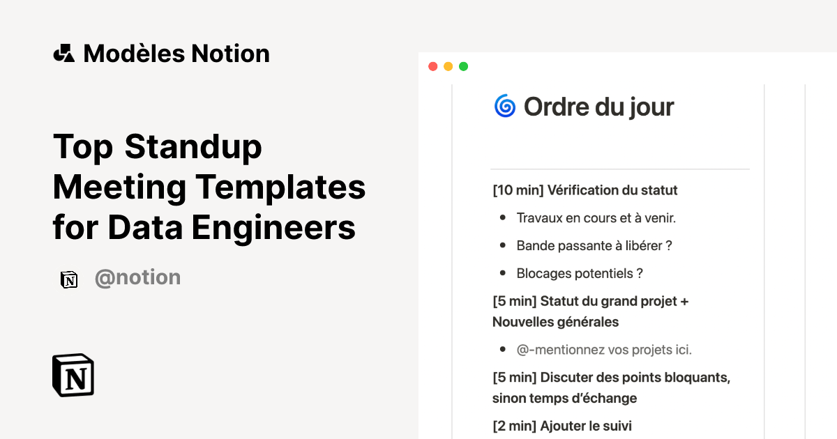 Top Standup Meeting Templates for Data Engineers | Marketplace Notion ...