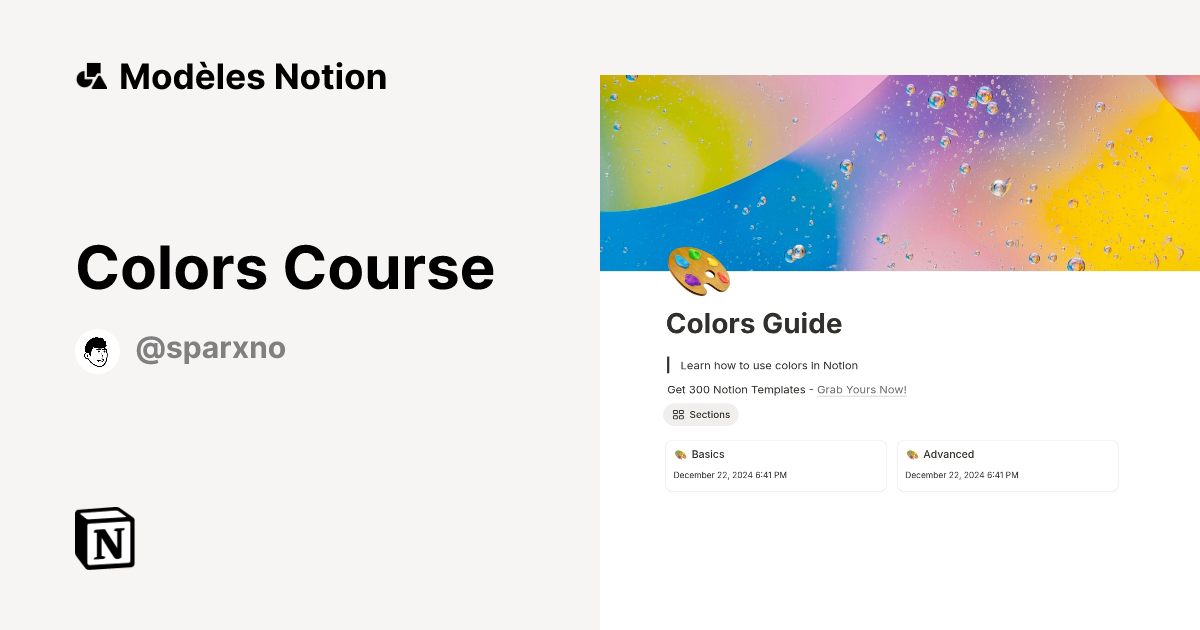 Modèle Colors Course | Marketplace Notion
