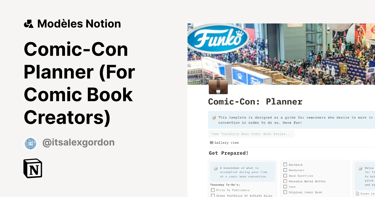 Comic-Con Planner (For Comic Book Creators) | Modèle créé par Time Field Collective ...