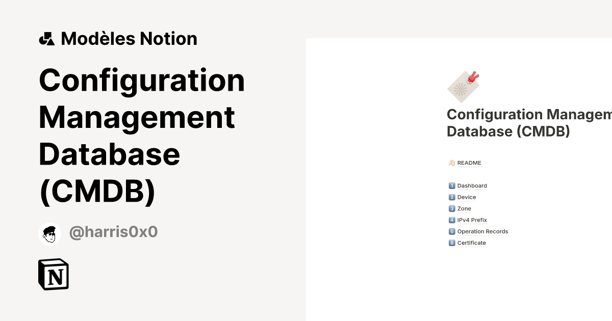 Configuration Management Database (CMDB) | Modèle créé par Harris0x0 ...