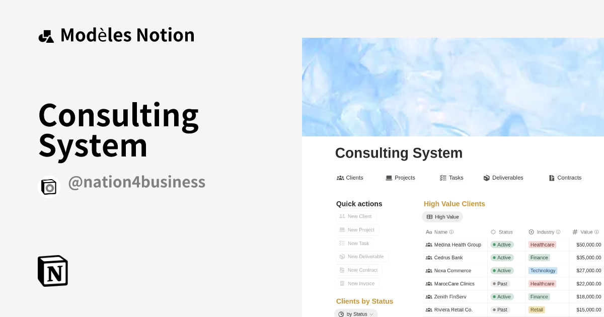 Modèle Consulting System | Marketplace Notion