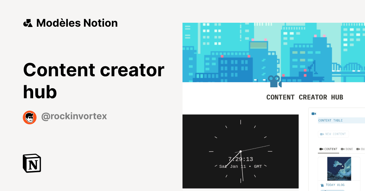 Modèle Content creator hub | Marketplace Notion