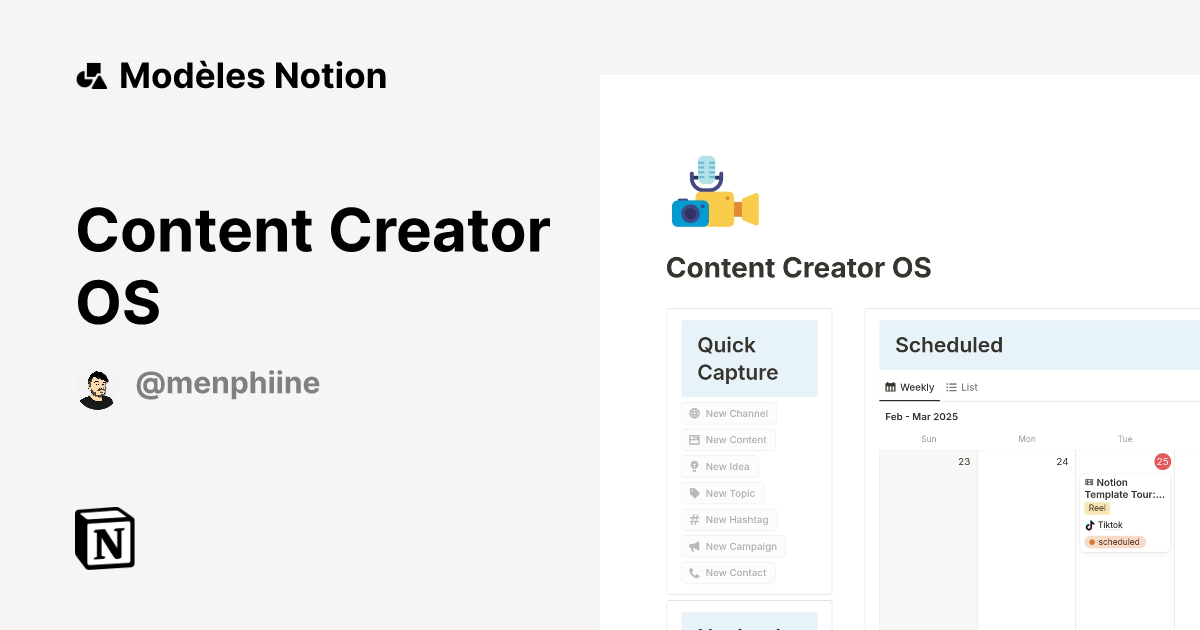 Modèle Content Creator OS | Marketplace Notion