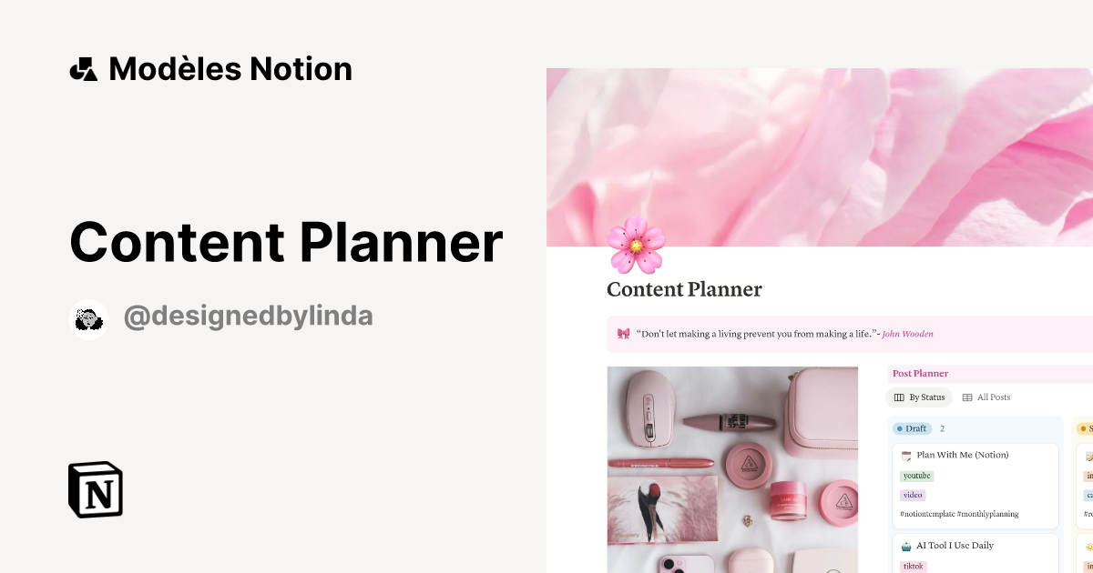 Content Planner For All Social Media Platforms | Modèle créé par Linda ...