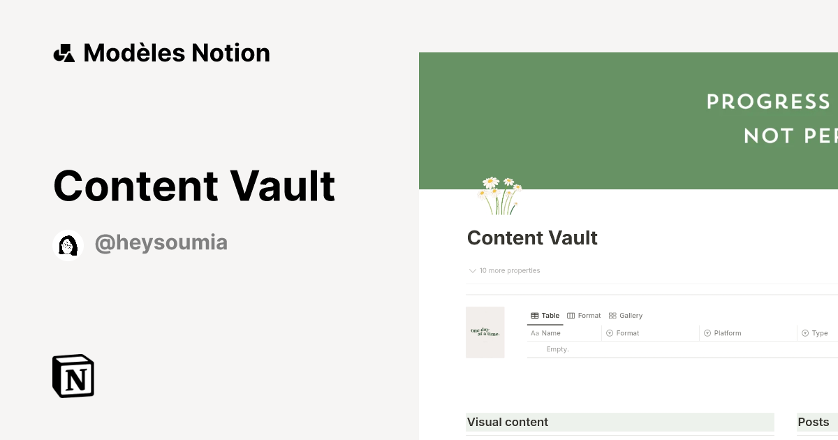 Modèle Content Vault | Marketplace Notion