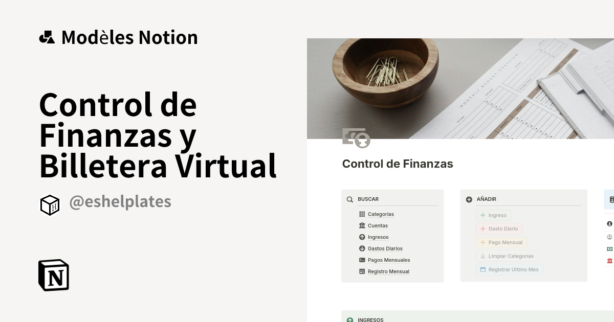 Modèle Control de Finanzas y Billetera Virtual | Marketplace Notion
