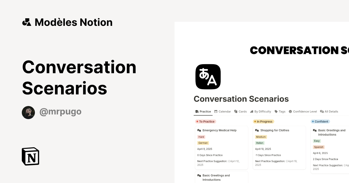 Modèle Conversation Scenarios | Marketplace Notion