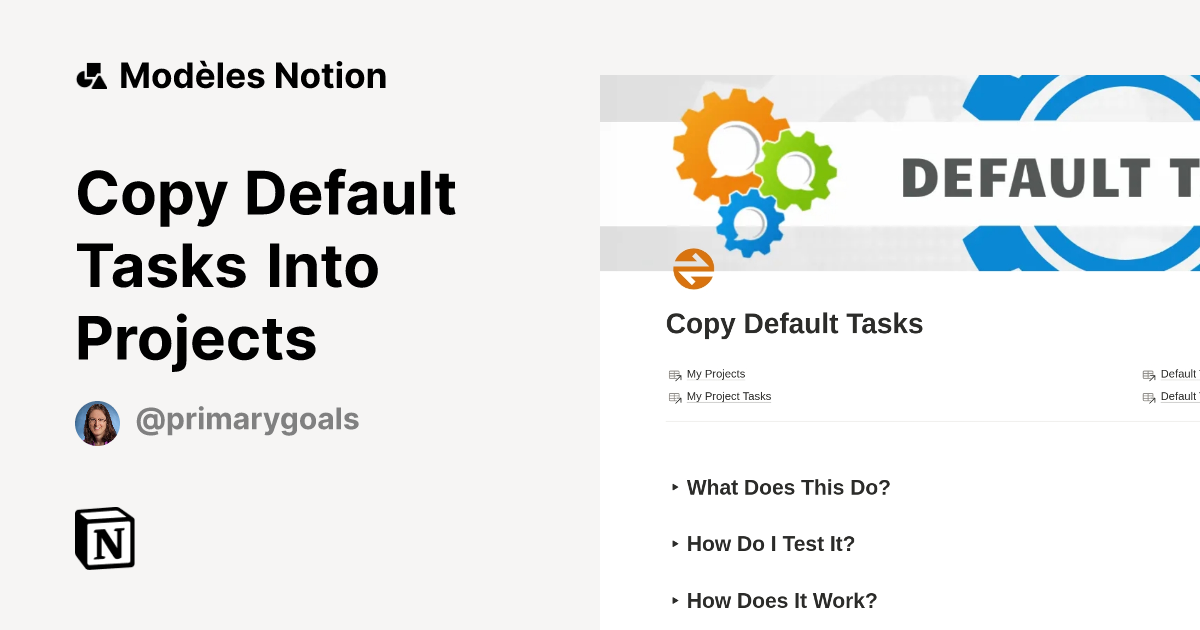 Modèle Copy Default Tasks Into Projects | Marketplace Notion