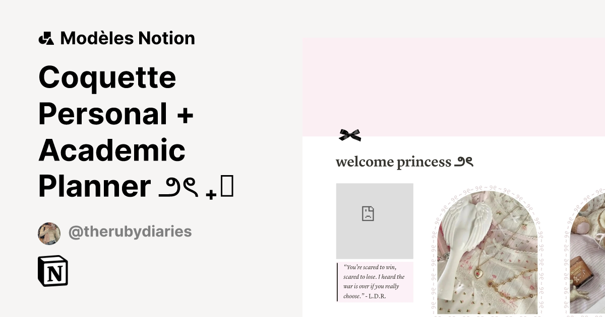 coquette personal + academic planner 🩰 ౨ৎ | Modèle créé par Ruby ...