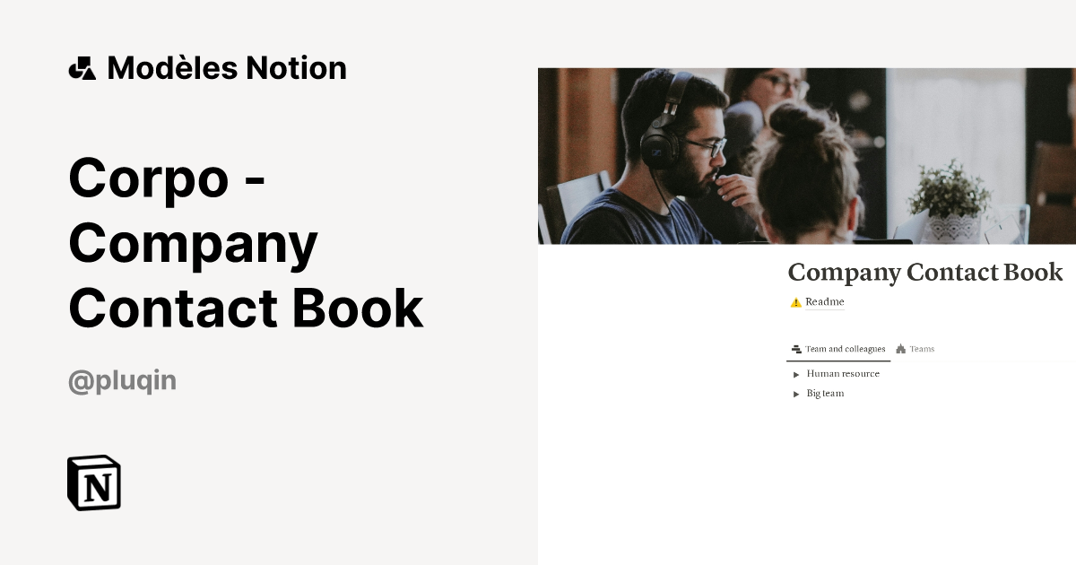 Modèle Corpo - Company Contact Book | Marketplace Notion
