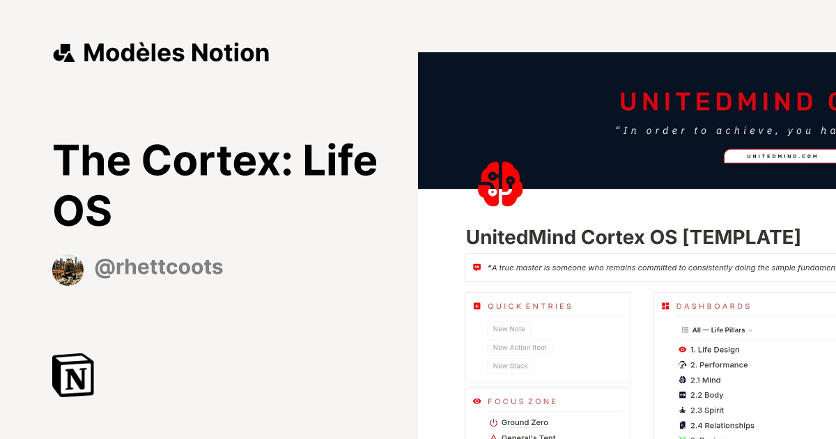 Modèle The Cortex: Life OS | Marketplace Notion