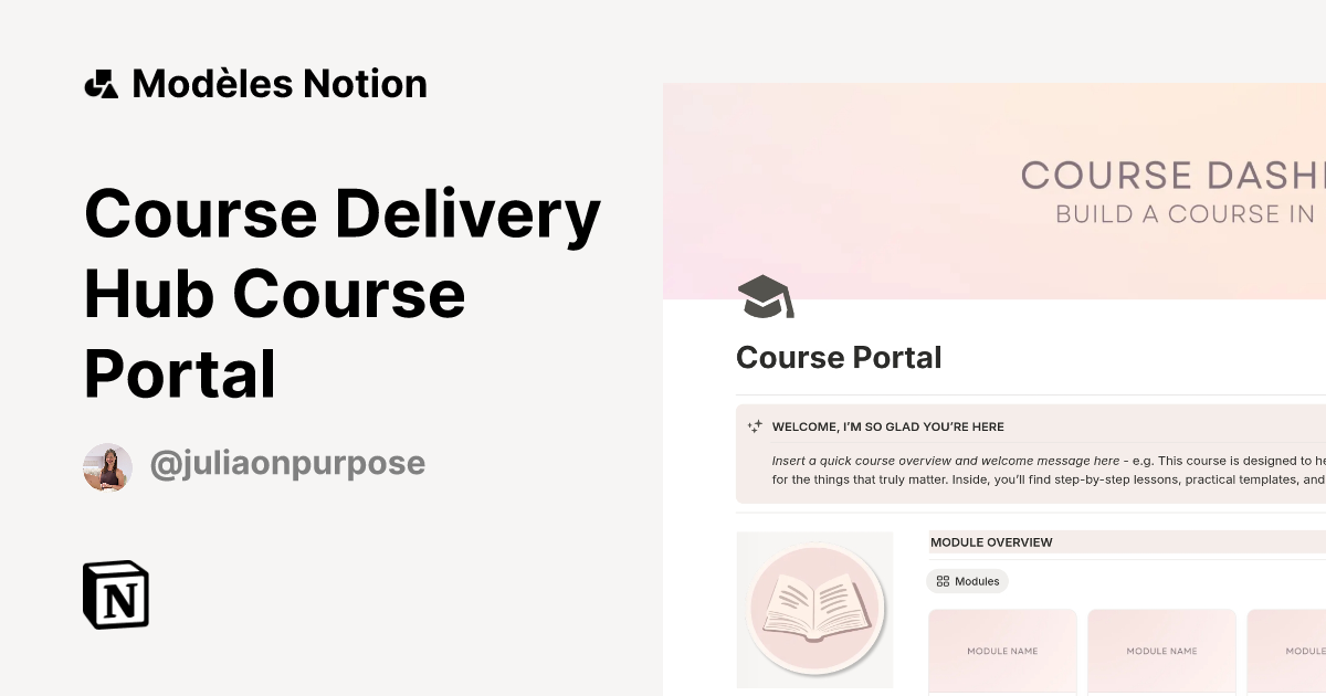 Modèle Course Delivery Hub Course Portal | Marketplace Notion
