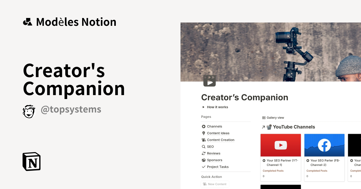 Modèle Creator's Companion | Marketplace Notion