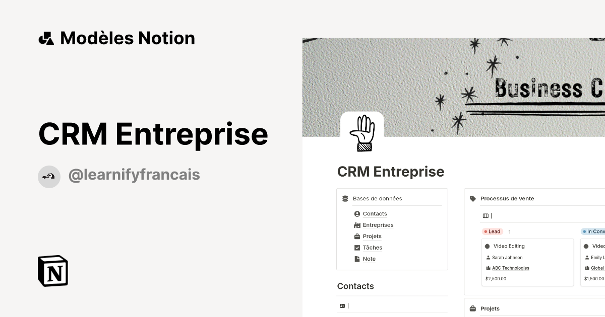 Modèle CRM Entreprise | Marketplace Notion