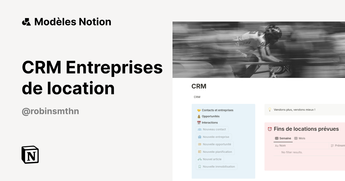 Modèle CRM Entreprises de location | Marketplace Notion