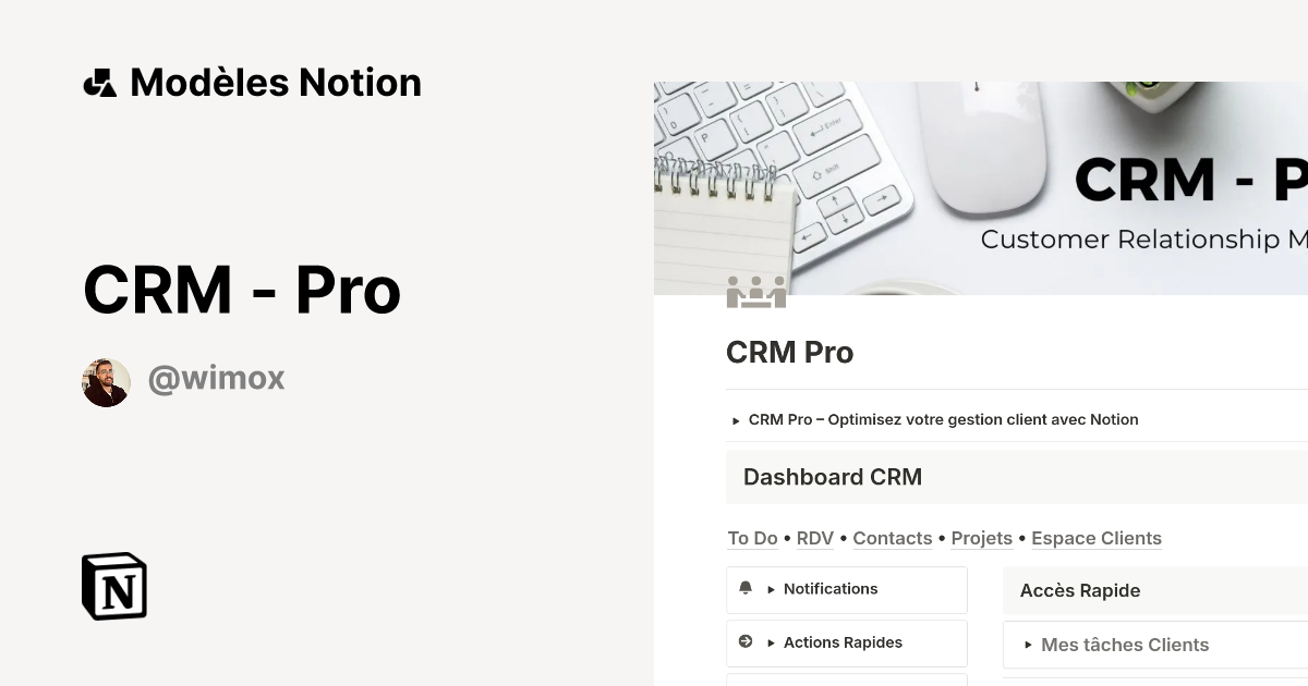 Modèle CRM - Pro | Marketplace Notion