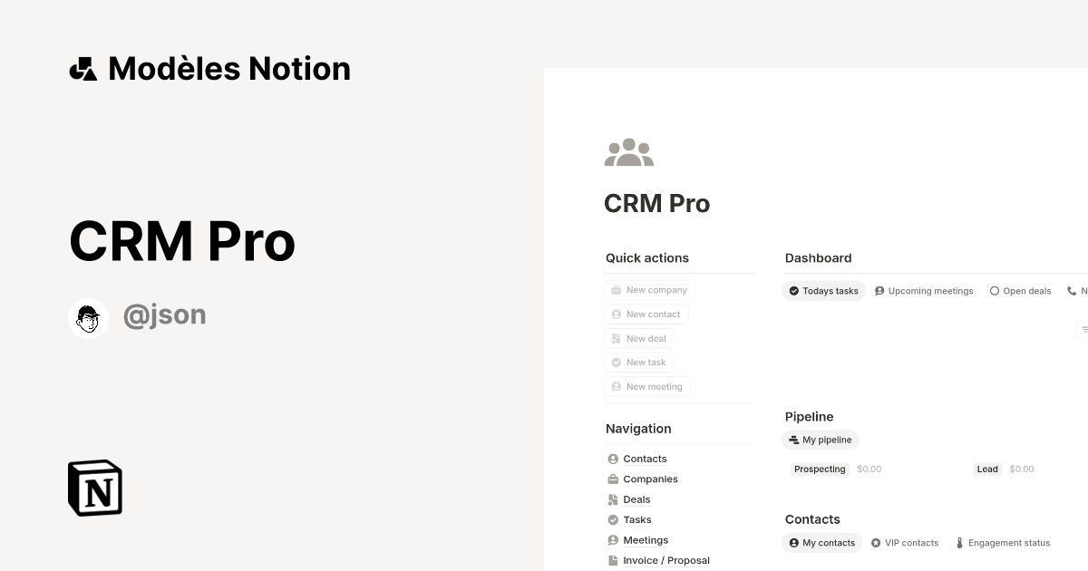 CRM Pro | Modèle créé par json | Marketplace Notion
