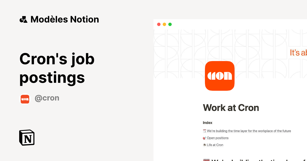 Modèle Cron's job postings | Marketplace Notion