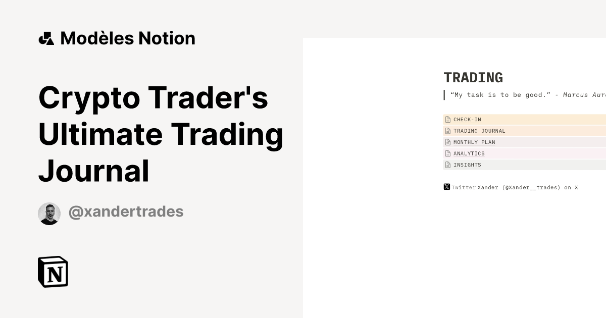 Crypto Trader's Ultimate Trading Journal | Modèle créé par Xander ...