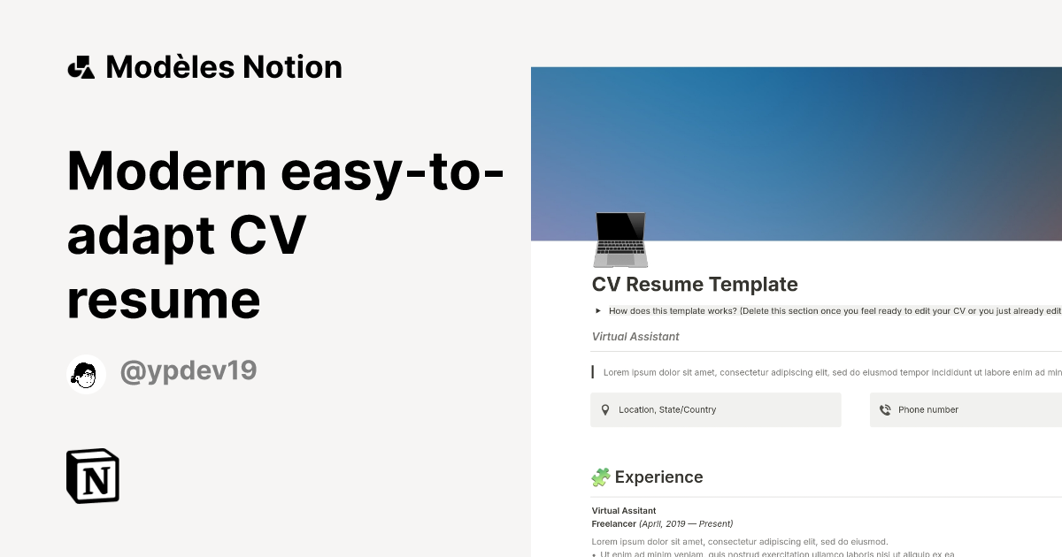Modern easy-to-adapt CV resume | Modèle créé par Yuli Petrilli ...
