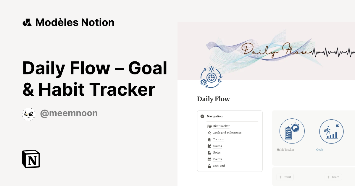 Modèle Daily Flow – Goal & Habit Tracker | Marketplace Notion
