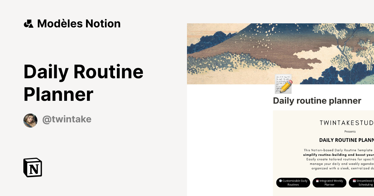 Modèle Daily Routine Planner | Marketplace Notion
