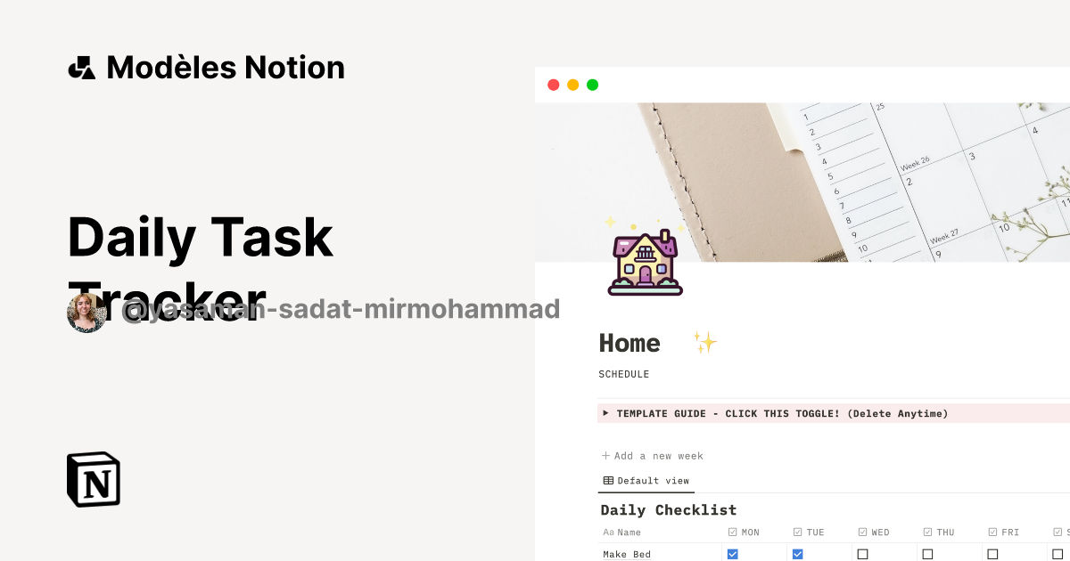 Daily Task Tracker | Modèle créé par Yasaman Sadat Mirmohammad ...