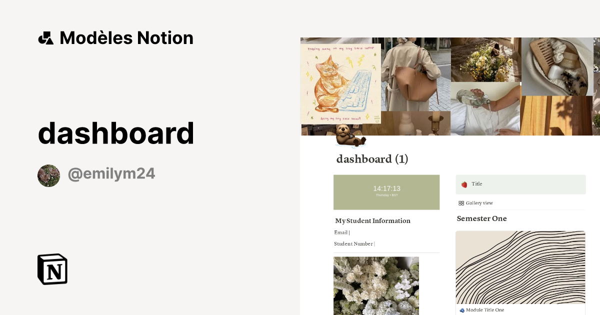 Modèle dashboard | Marketplace Notion