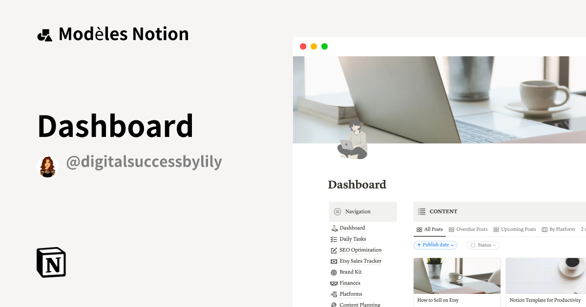 Modèle Dashboard | Marketplace Notion