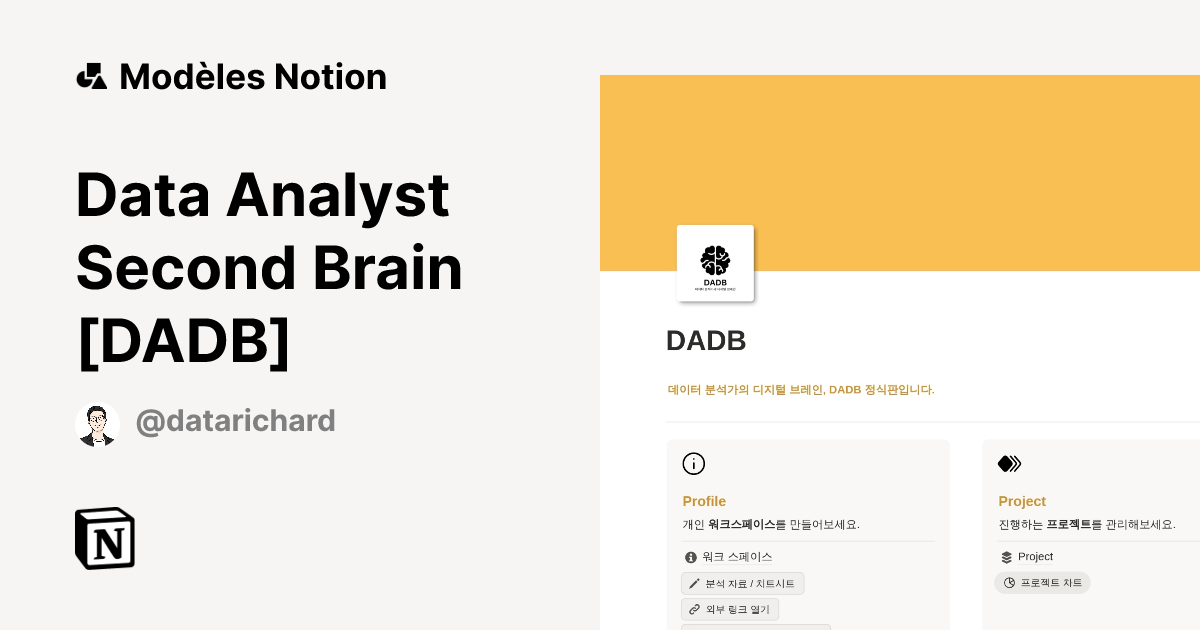 Modèle Data Analyst Second Brain [DADB] | Marketplace Notion