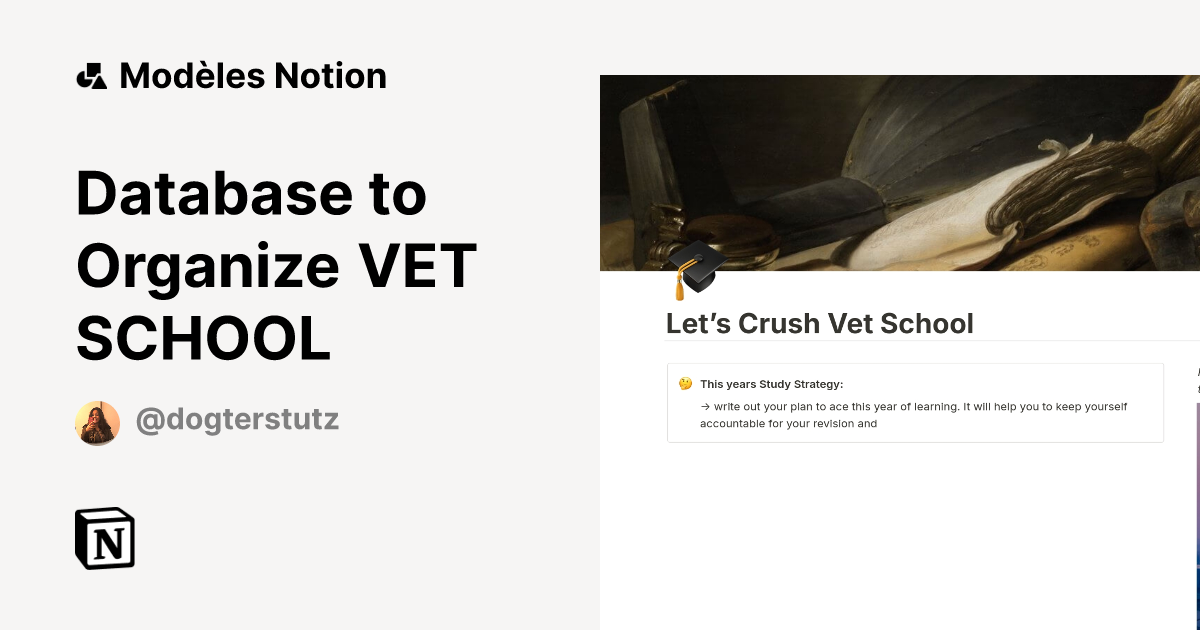 Modèle Database to Organize VET SCHOOL | Marketplace Notion