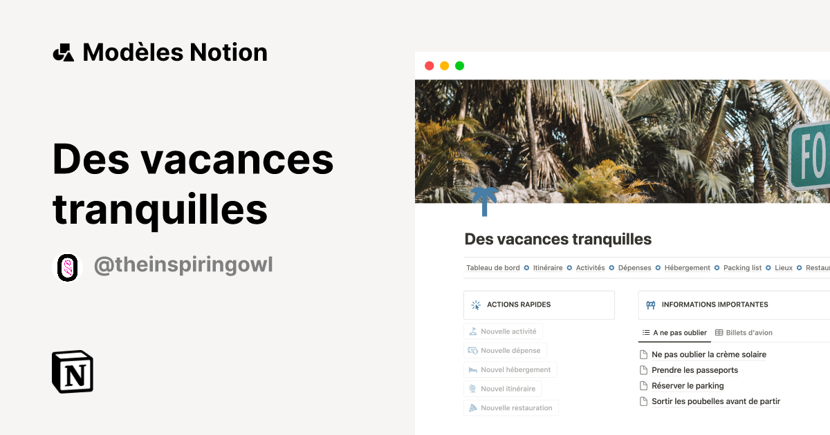Des vacances tranquilles | Modèle créé par The Inspiring Owl ...