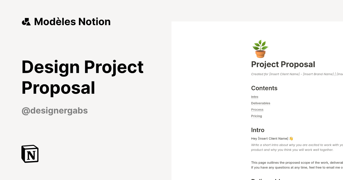 Design Project Proposal | Modèle créé par Gabi | Marketplace Notion