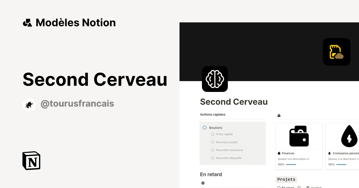 Modèle Second Cerveau | Marketplace Notion