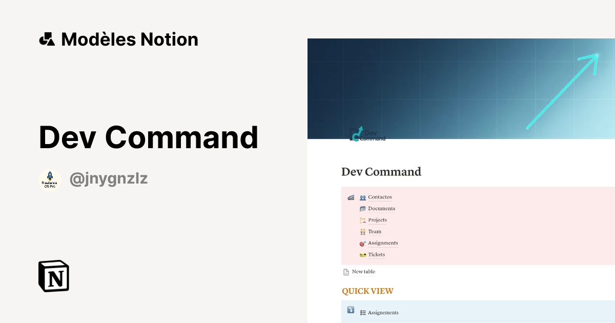 Dev Command | Modèle créé par Johnny Gonzalez | Marketplace Notion