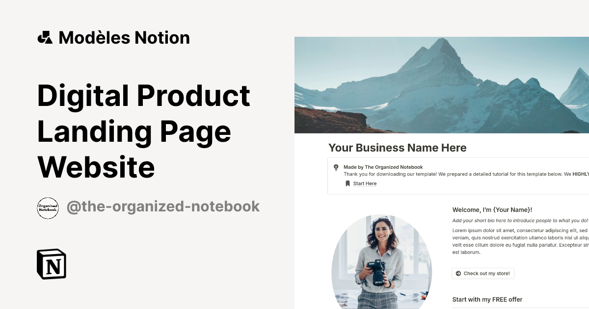 Digital Product Landing Page Website | Modèle créé par The Organized ...