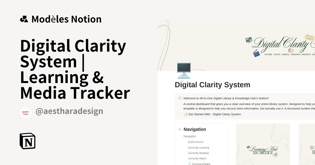 Digital Clarity System | Learning & Media Tracker | Modèle créé par ...